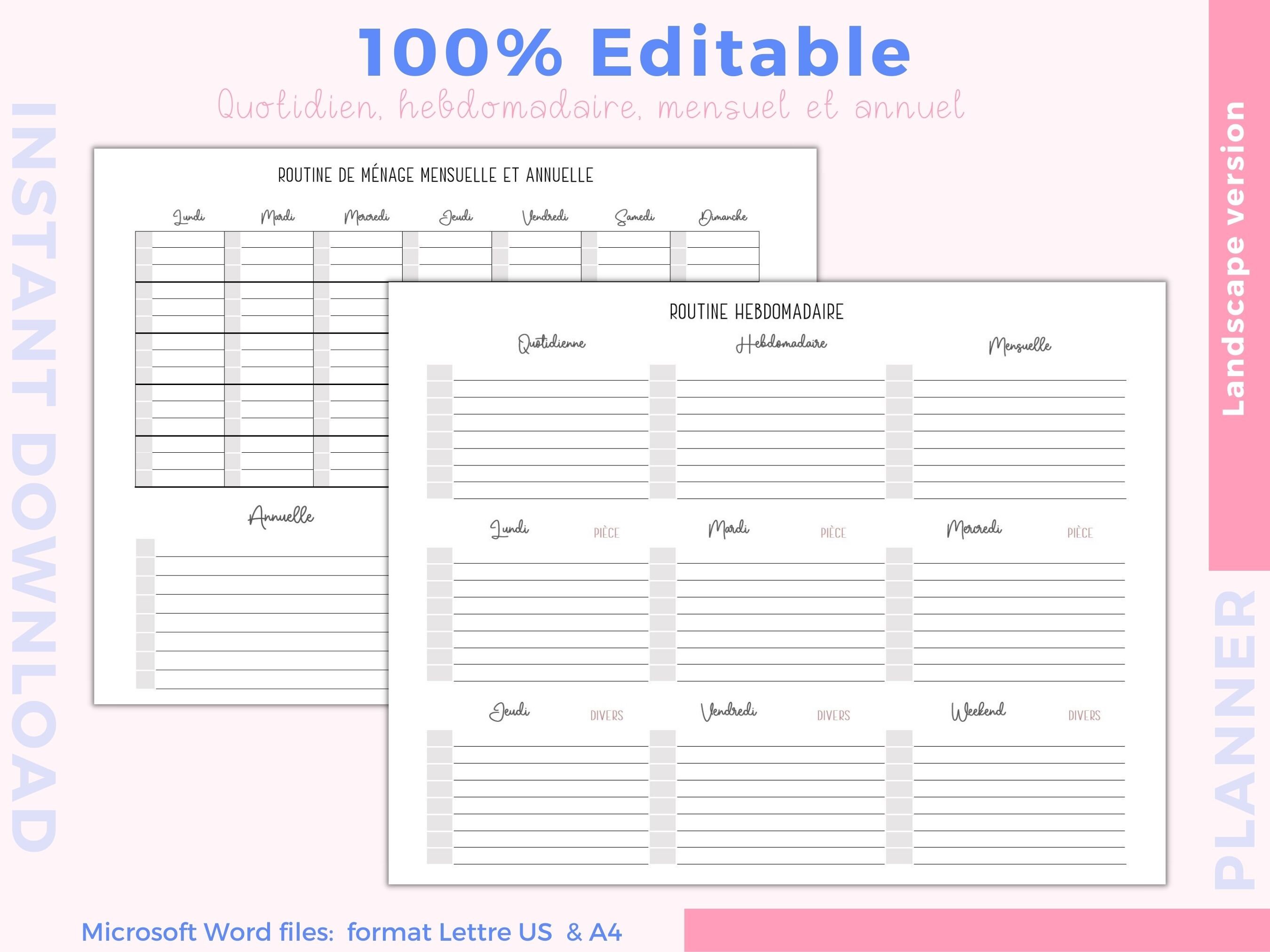 Editable, Clean, Printable Template, Cleaning Checklist, in French ...
