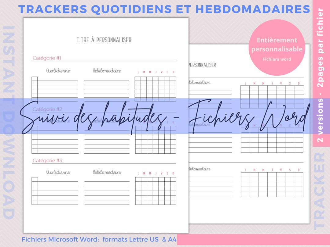 Editable, Tracker Template, Printable Weekly Tracker, Routine, Habit ...
