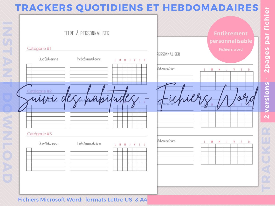 Printable Tracker, Routine, Editable, Habit Tracker, Weekly Tracker ...