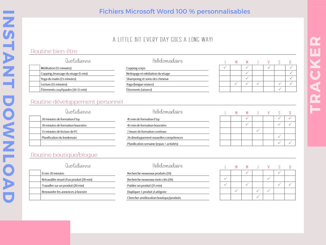 Editable, Tracker Template, Printable Weekly Tracker, Routine, Habit ...