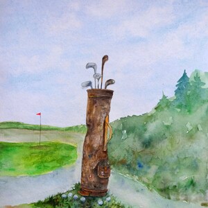 Golf Painting Original Field and Supplies for Playing Golf Handmade ...