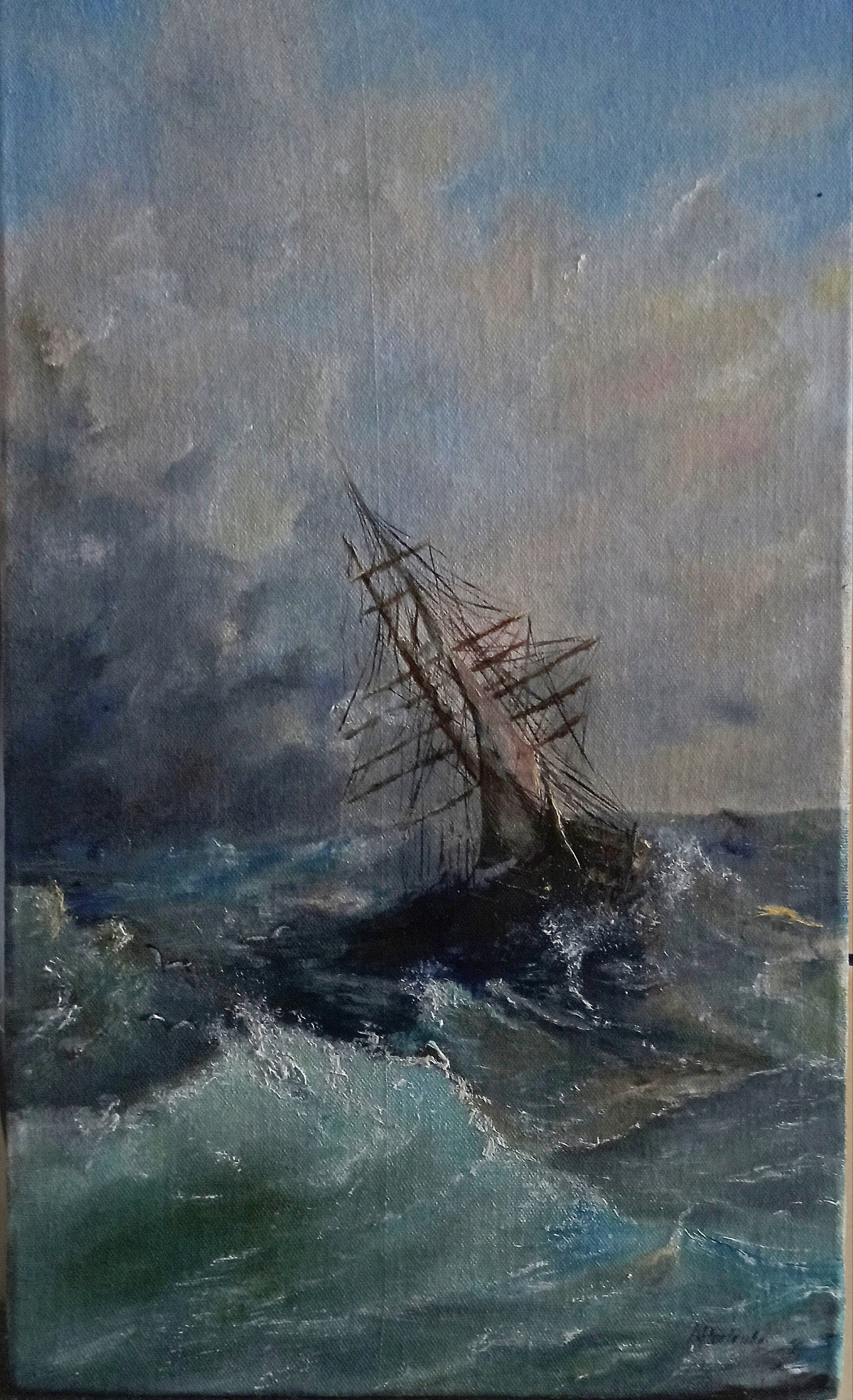 Sailboat Seascape Painting Sea Waves Canvas Painting Sailor - Etsy