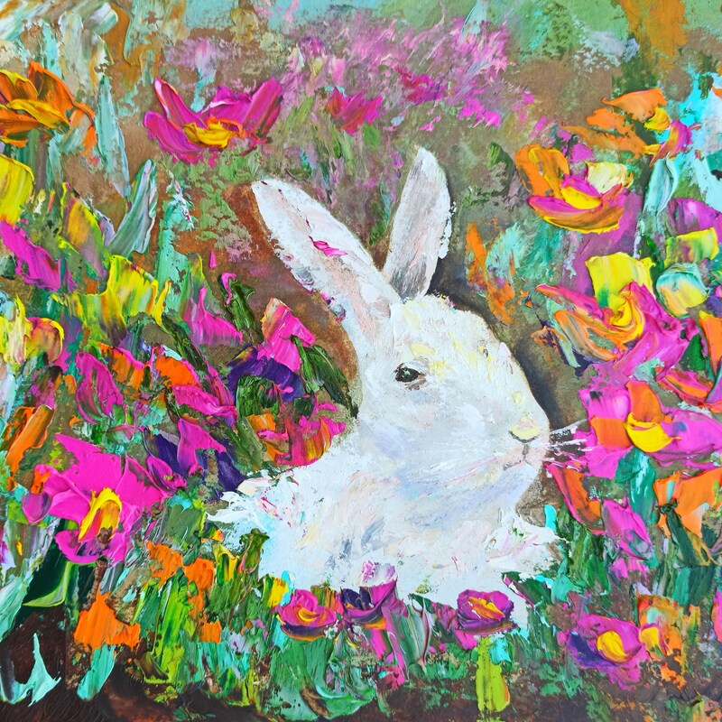 Rabbit Painting - Etsy