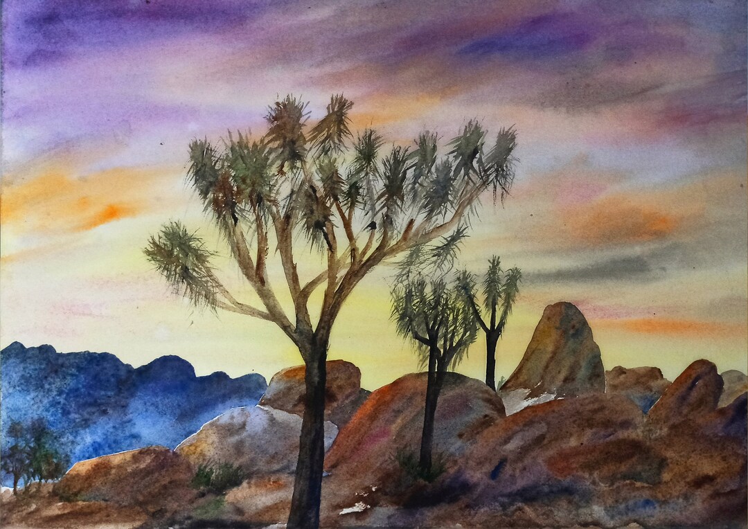Joshua Painting Original Joshua Tree National Park Painting Watercolor ...