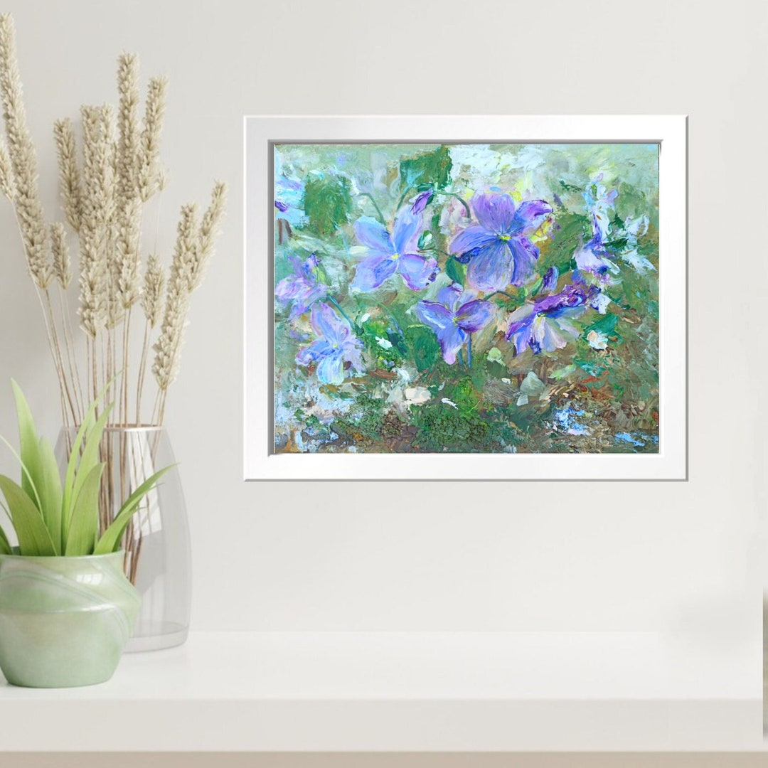Alpen Violet Painting Original Spring Purple Blue Violet Flower Oul ...