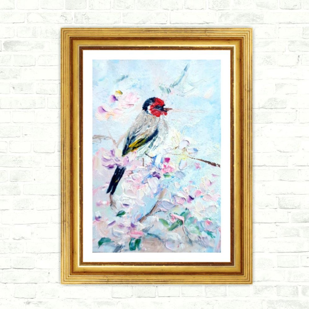 Bird on Blooming Apple Tree Painting ACEO Size Floral Art Original ...