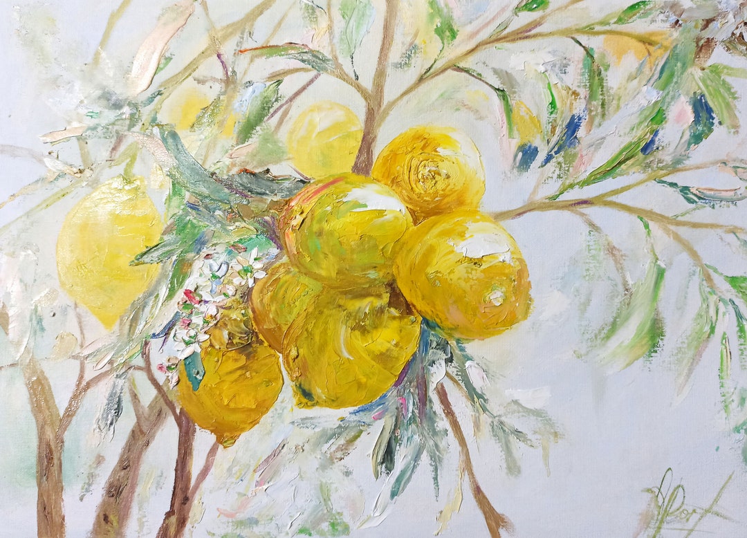 Positano Lemon Tree Painting Original Handmade Citrus Wall Decor ...