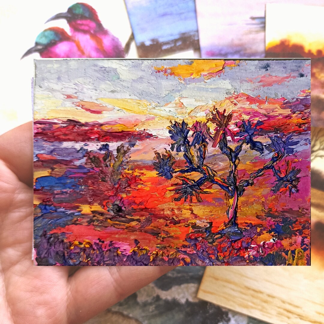 Joshua Tree Painting National Park Original Small Painting - Etsy