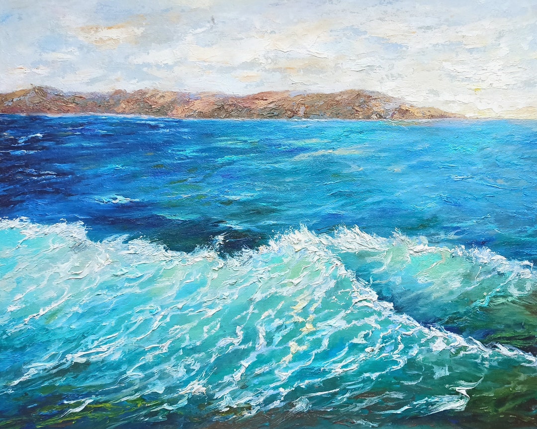 California Seascape Painting Original California Coast Wall Art Cloud ...