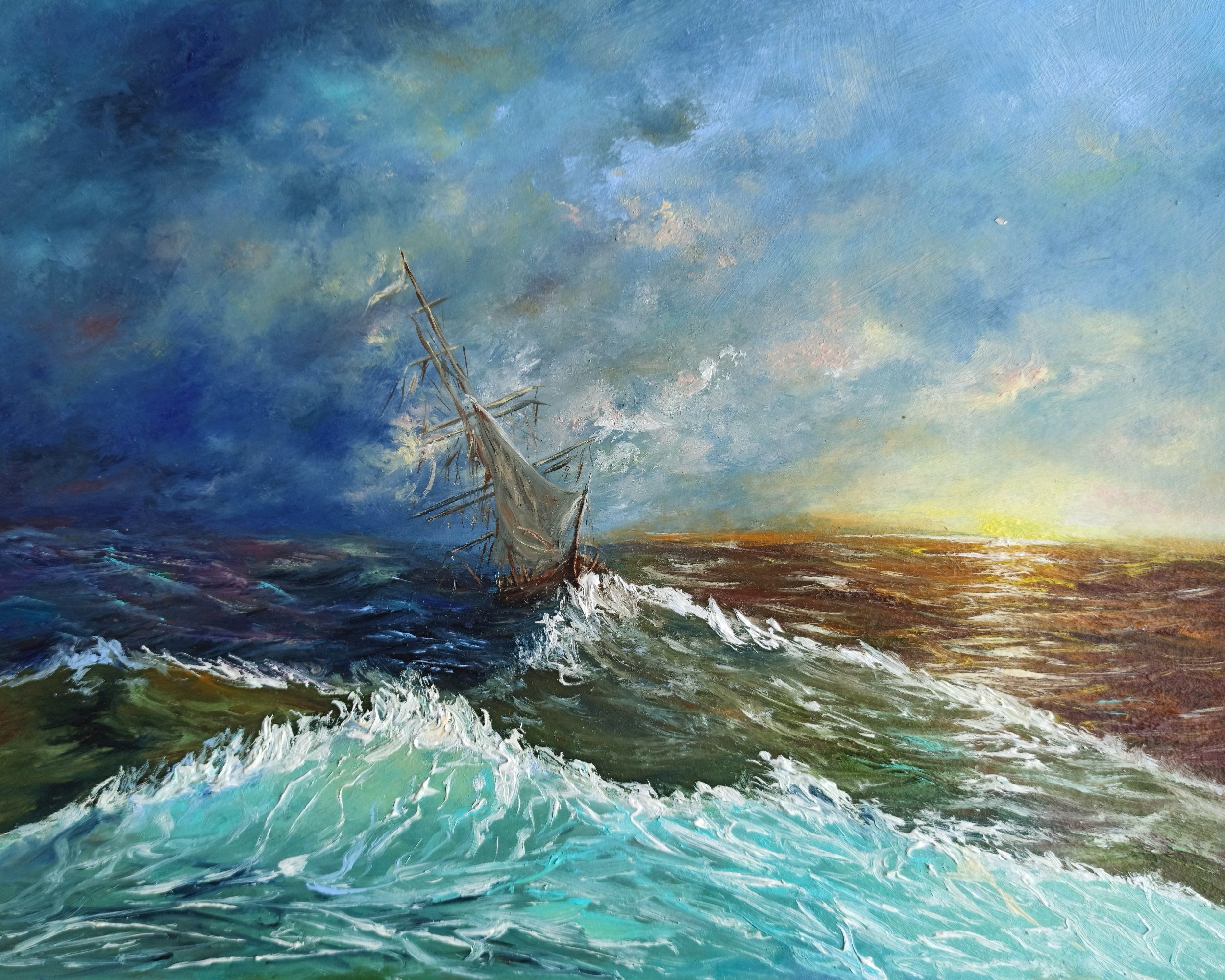 Dark Ocean Storm Painting