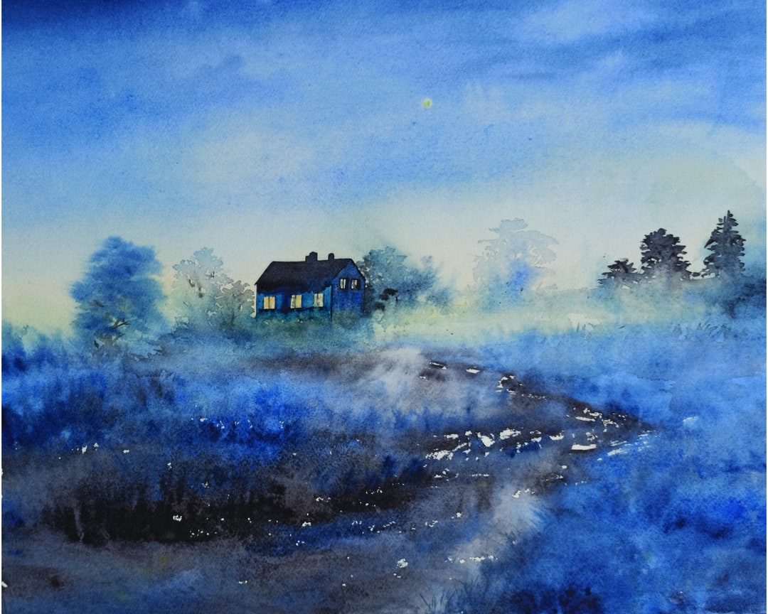 Sunrise Painting Original Nightlight Artwork Foggy Morning - Etsy