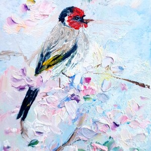 Bird on Blooming Apple Tree Painting ACEO Size Floral Art Original ...