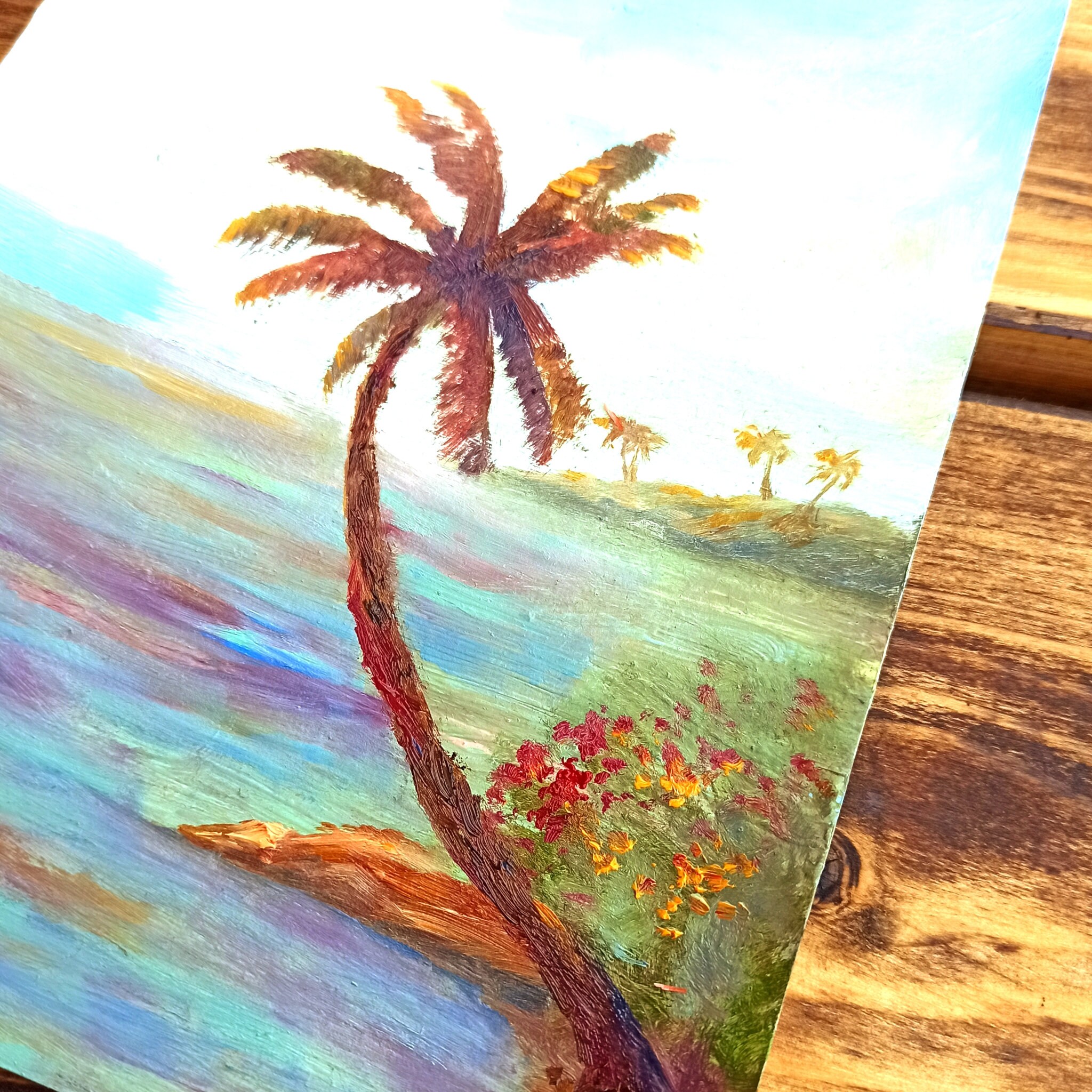 Hawaii Gemälde Original Palmen Sonnenuntergang Impasto | Etsy