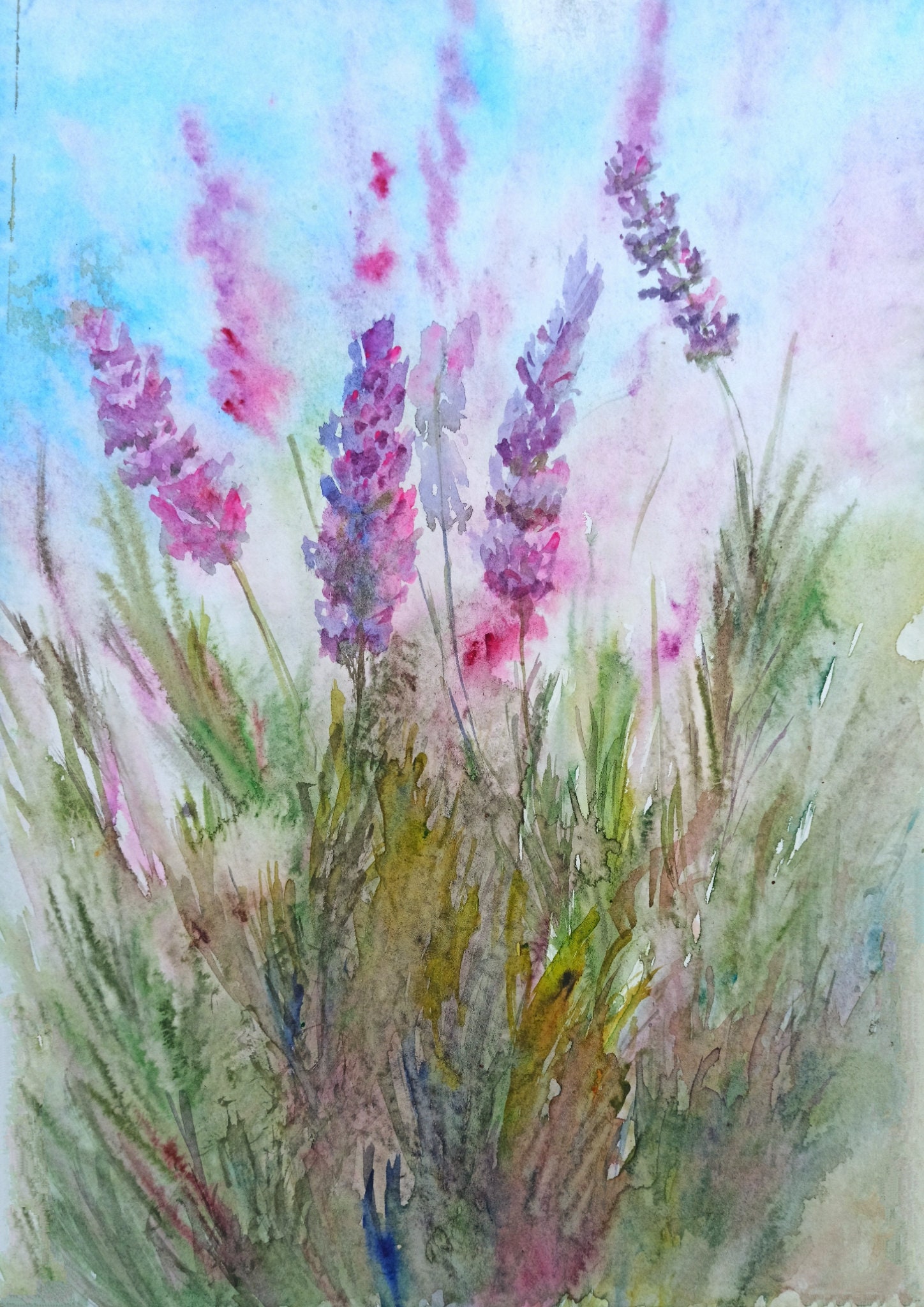 Lavender Painting Original Watercolor Tuscany Lavender - Etsy