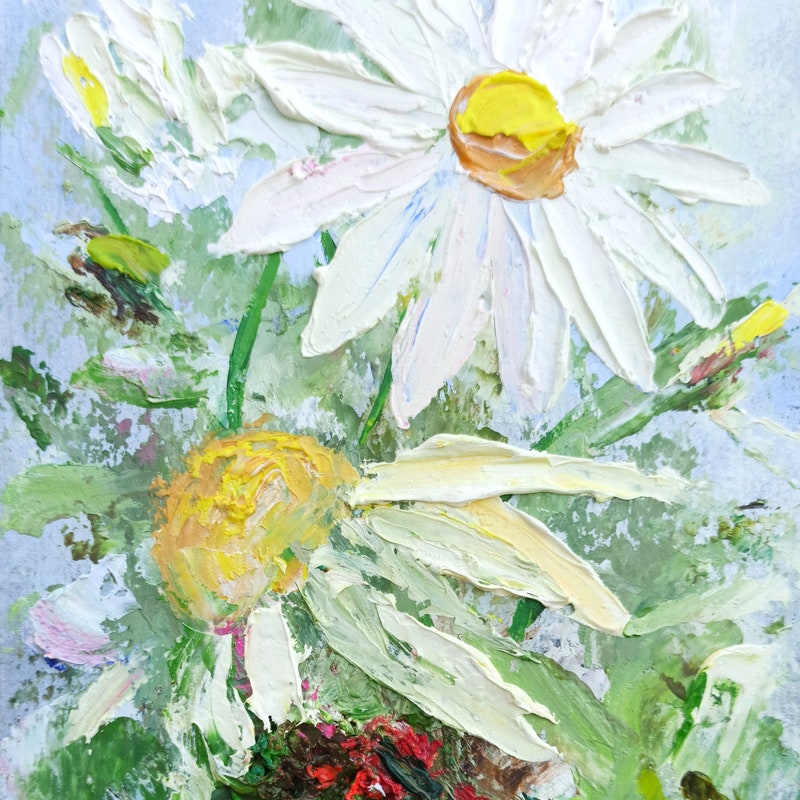 White Daisy Painting - Etsy