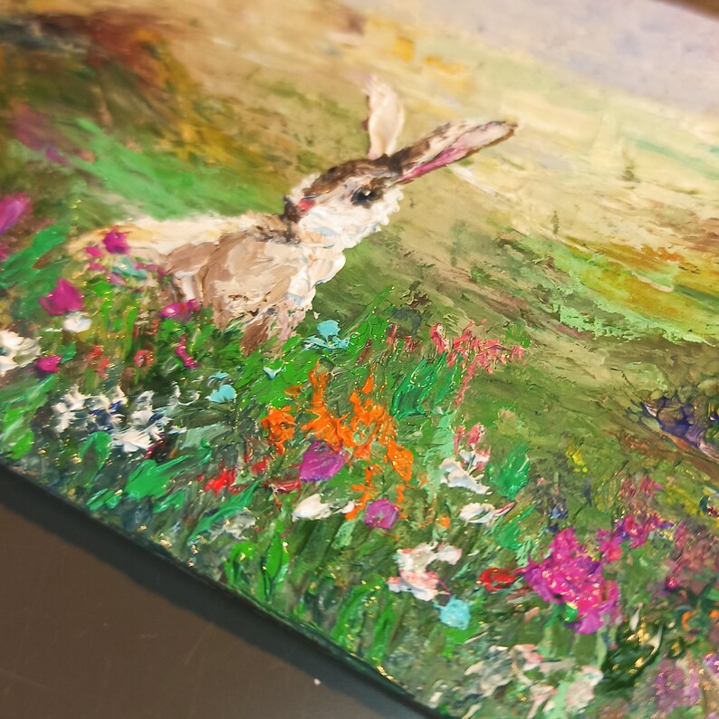 Rabbit painting ACEO Bunny impasto oil one of a kind original | Etsy