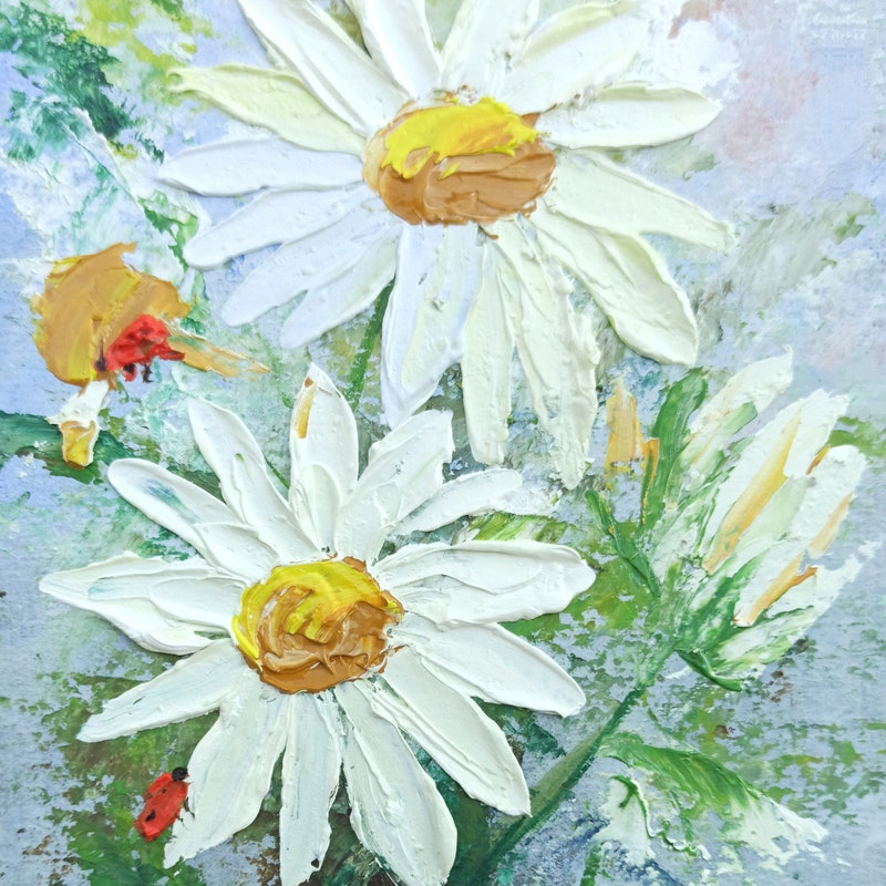 White Daisy Painting - Etsy