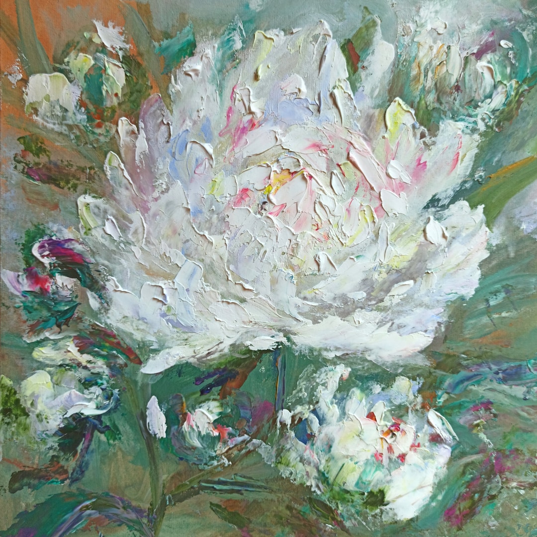 Spring Peony Painting Original Rose and Peonies Bloom Oil Painting ...