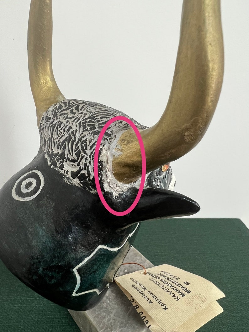 Minoan Bull's Head, Small Statue of Bulls Head, Hand Made in Knossos ...