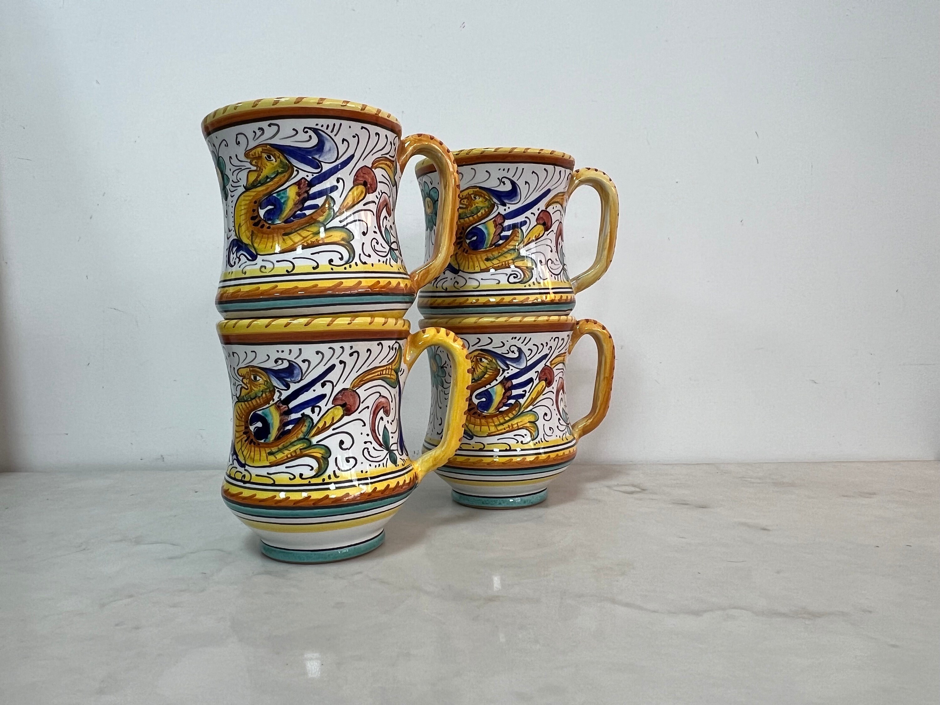 Vintage Italian Hand Painted Deruta Mug, Dragon Pattern Vintage ...