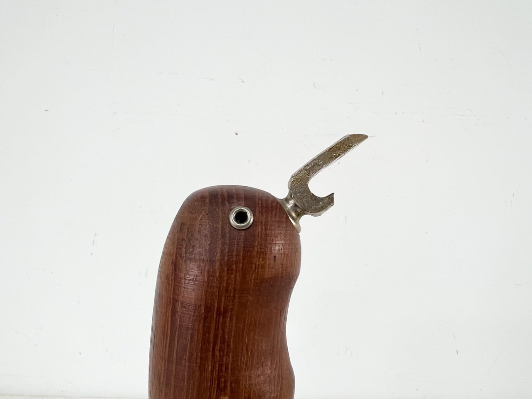 Vintage Danish Teak Bird Bottle Opener Corkscrew: Mid-century Bar Tool ...