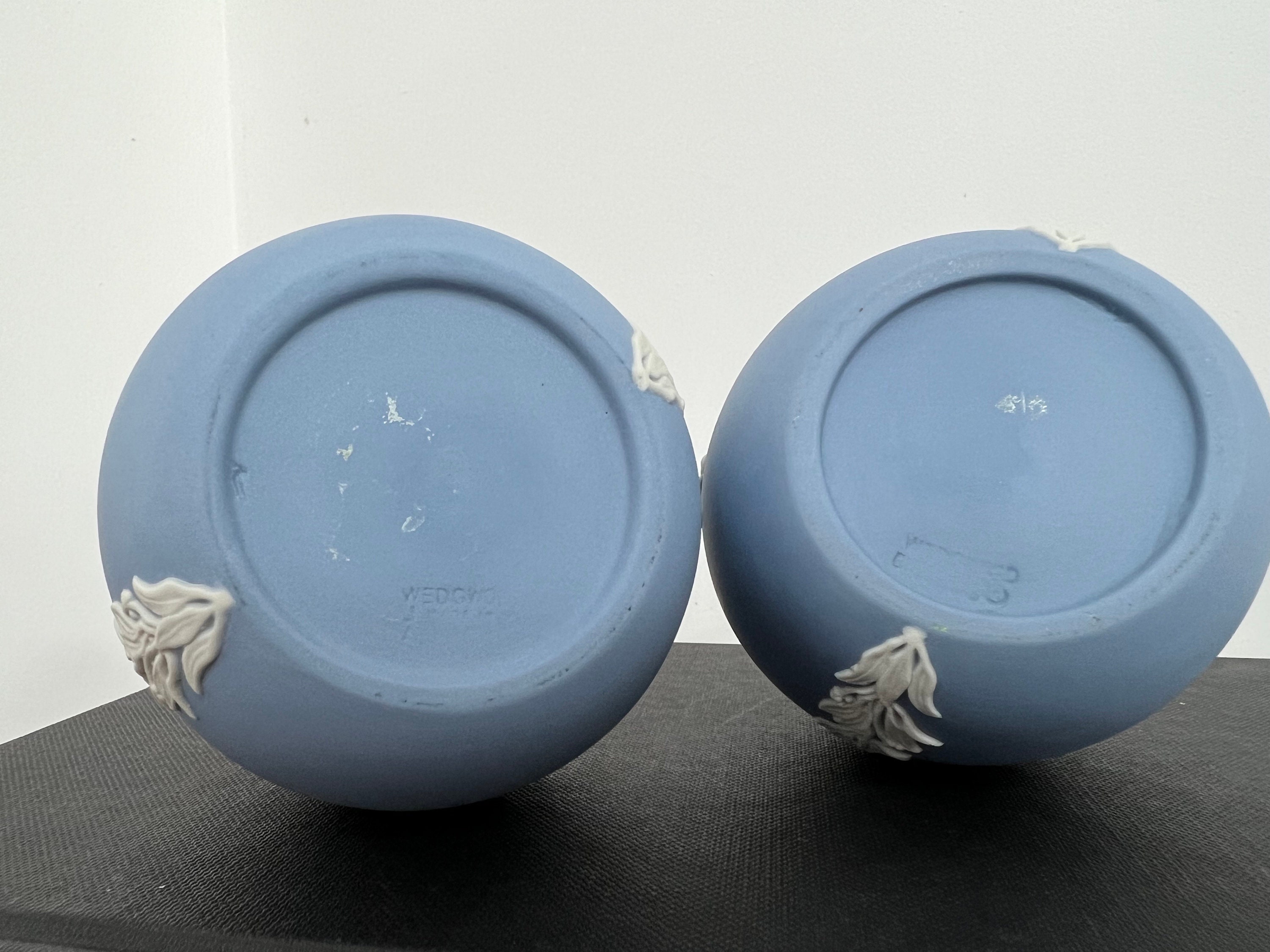 Vintage Wedgwood Sage Blue Jasperware Pair of Bud Vases, English ...