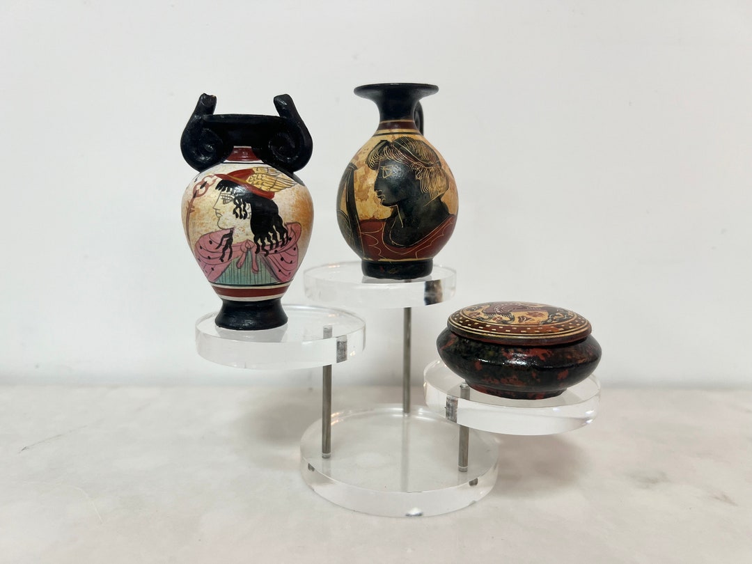 Vintage Greek Vase, Handmade Greek Mini Vases and Trinket Box, Ancient ...