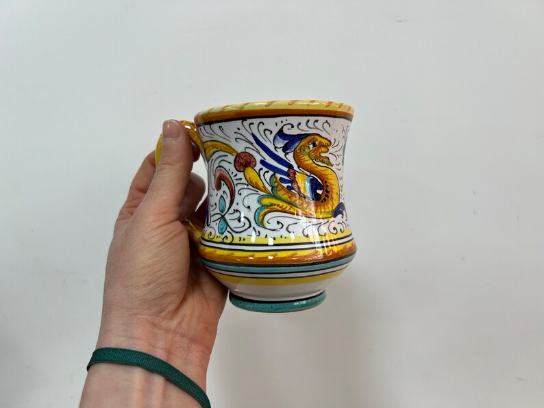 Vintage Italian Hand Painted Deruta Mug, Dragon Pattern Vintage ...
