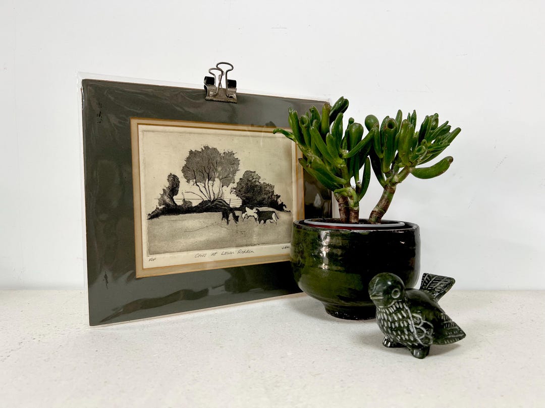 Vintage Cows Etching: Lower Rodden Farm Scene by Jane May - Etsy
