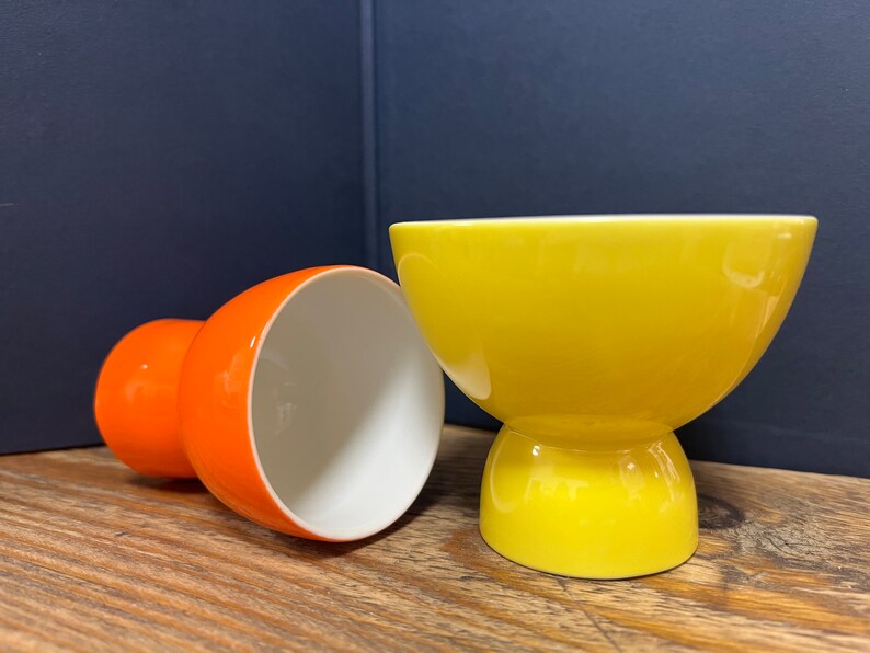 Vintage Ceramic Dishes, Retro Goblets, Orange and Yellow Ceramic Dishes ...