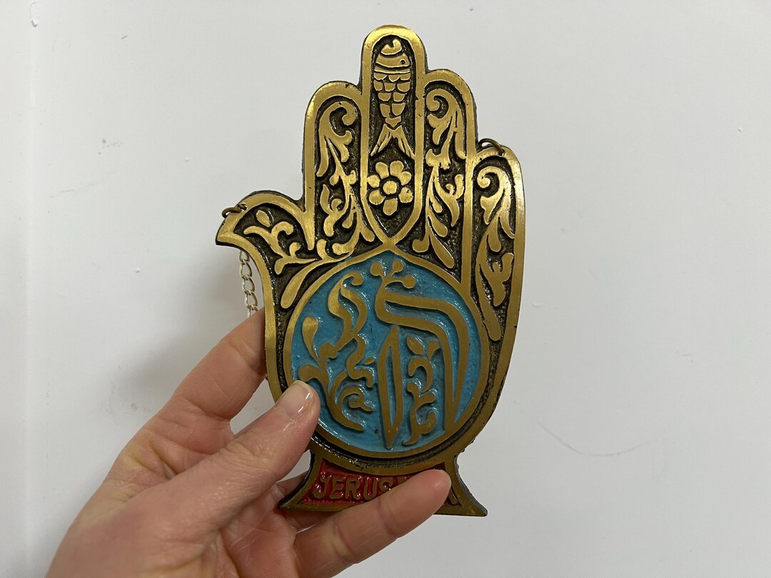 Jerusalem Brass Hamsa Hand, Jewish Wall Hanging Pendant - Etsy