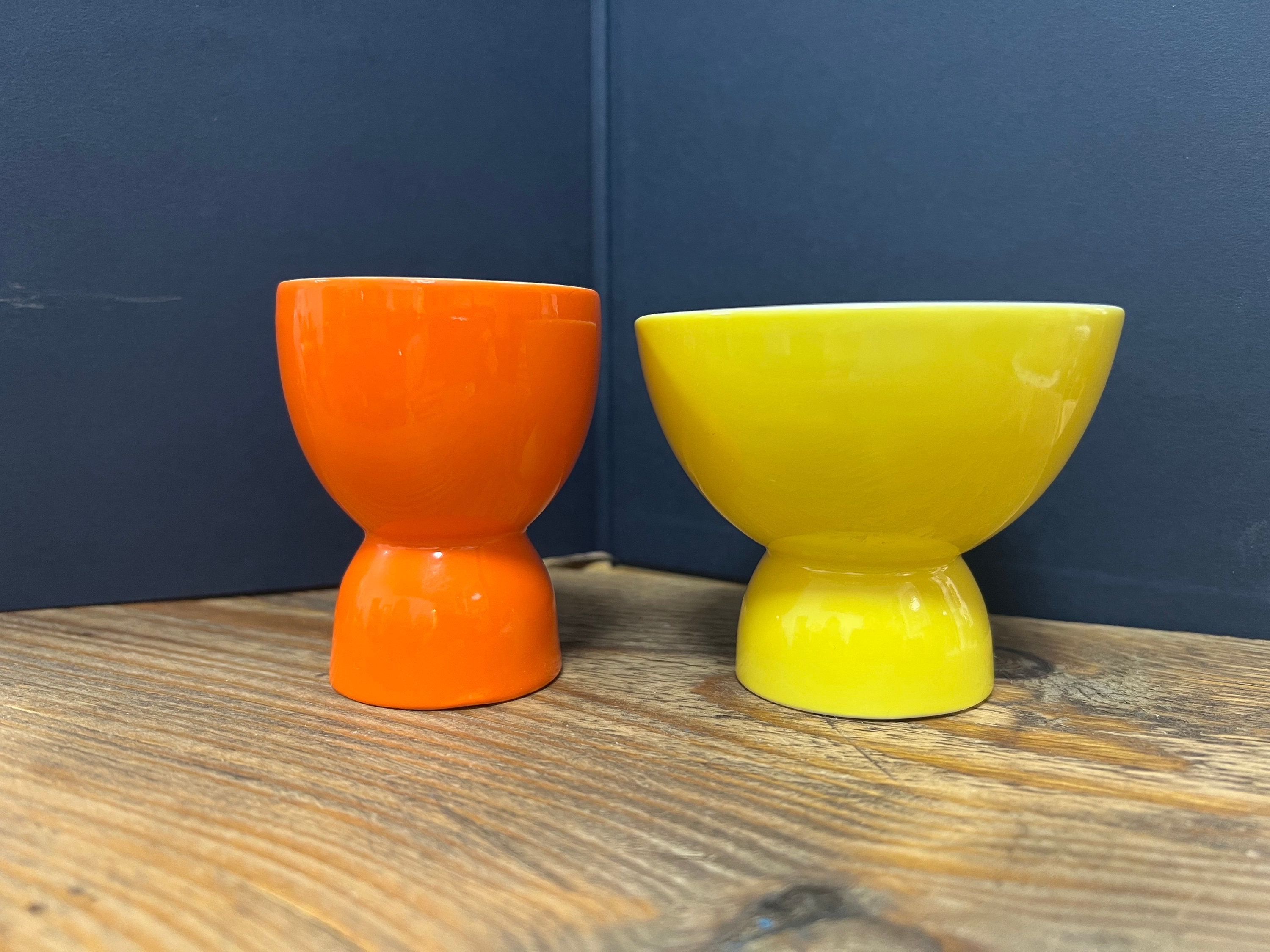 Vintage Ceramic Dishes, Retro Goblets, Orange and Yellow Ceramic Dishes ...