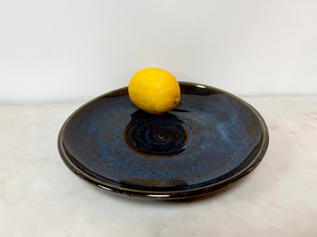 Vintage Stephanie Kalan Studio Pottery Plate: Blue Spiral Stoneware - Etsy