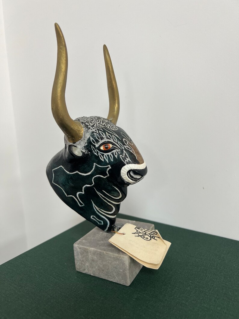 Minoan Bull's Head, Small Statue of Bulls Head, Hand Made in Knossos ...