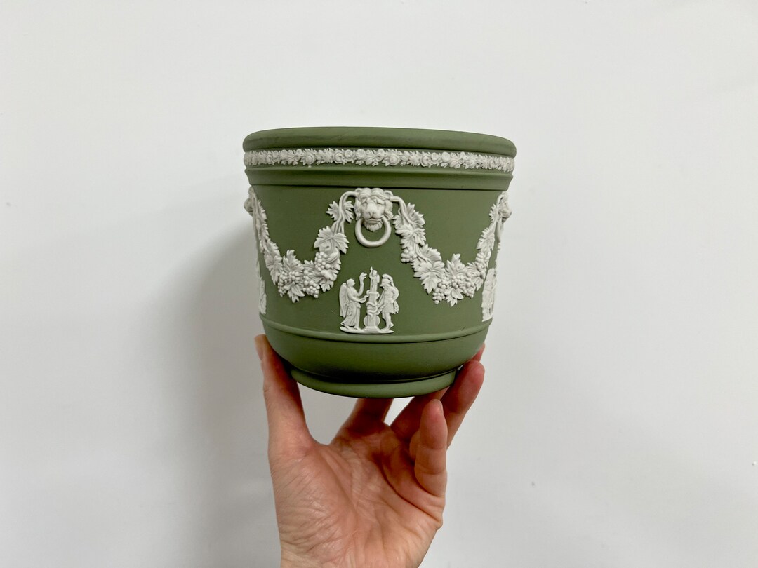 Vintage Wedgwood Jardiniere Green Jasperware Planter - Etsy