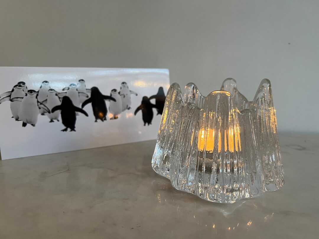 Vintage Nybro Crystal Votive Candle Holder, Volcano Glass Scandinavian ...