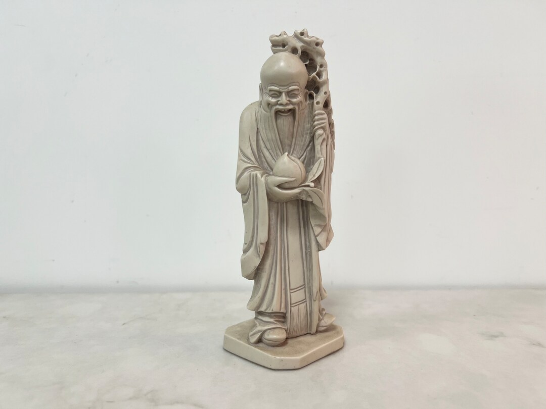 Vintage Chinese Red God of Longevity Long Life Figurine, Good Luck Feng ...