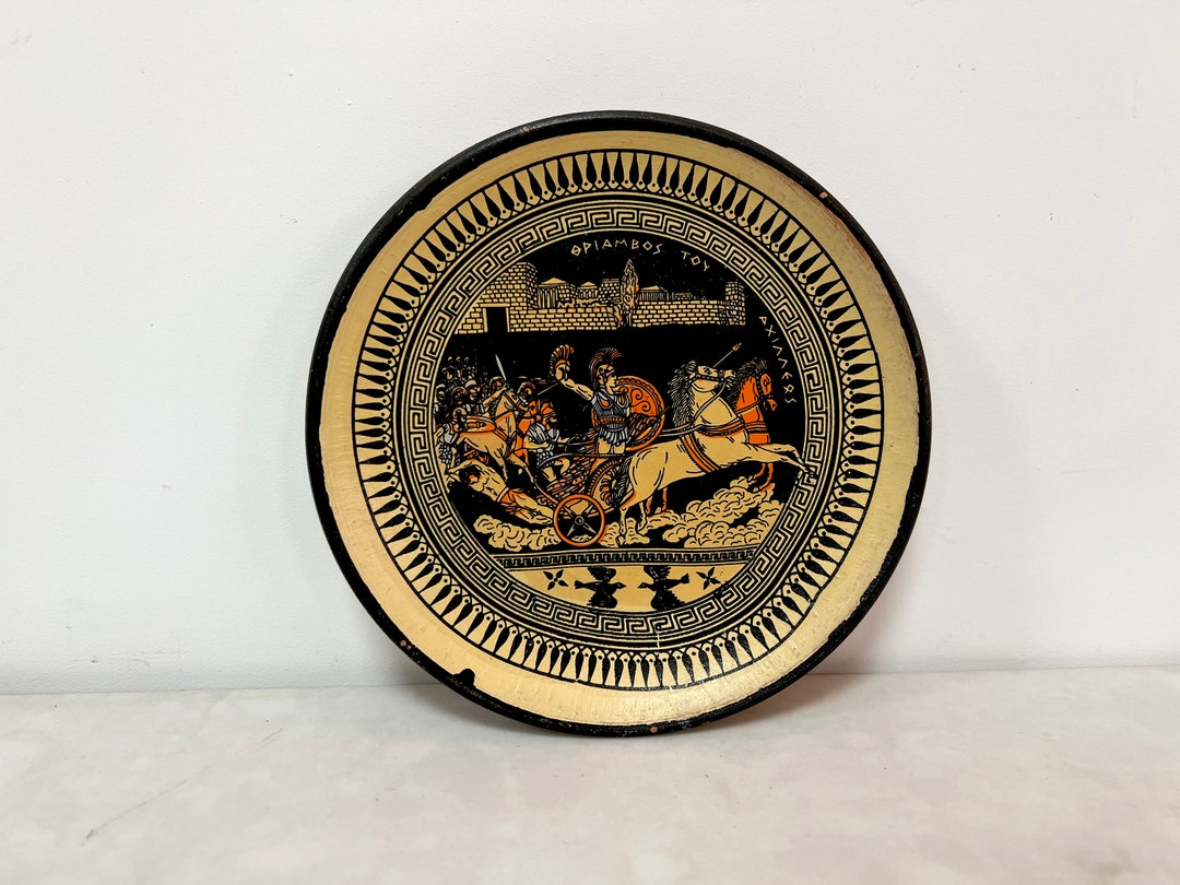 Vintage Handmade Greek Wall Plate, Ancient Greek Ceramic Plate, Vintage ...