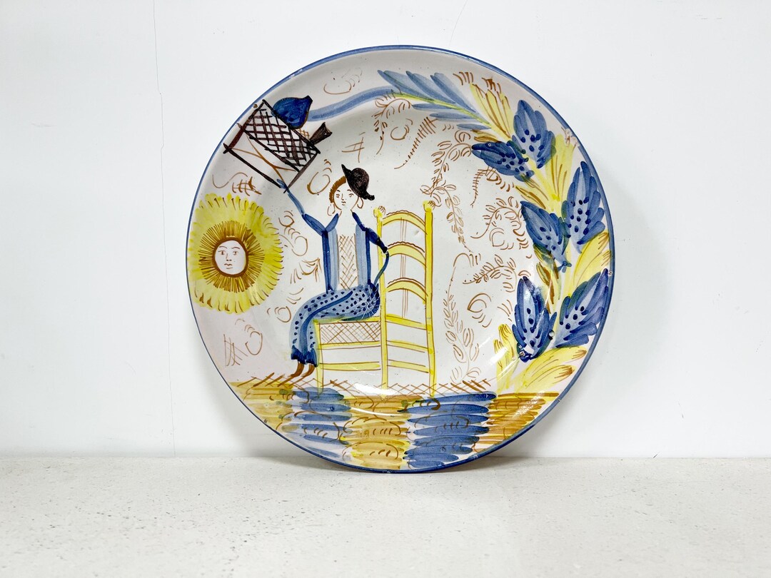 Vintage Large Majolica Spanish Plate, Handmade and Handpainted Plate - Etsy