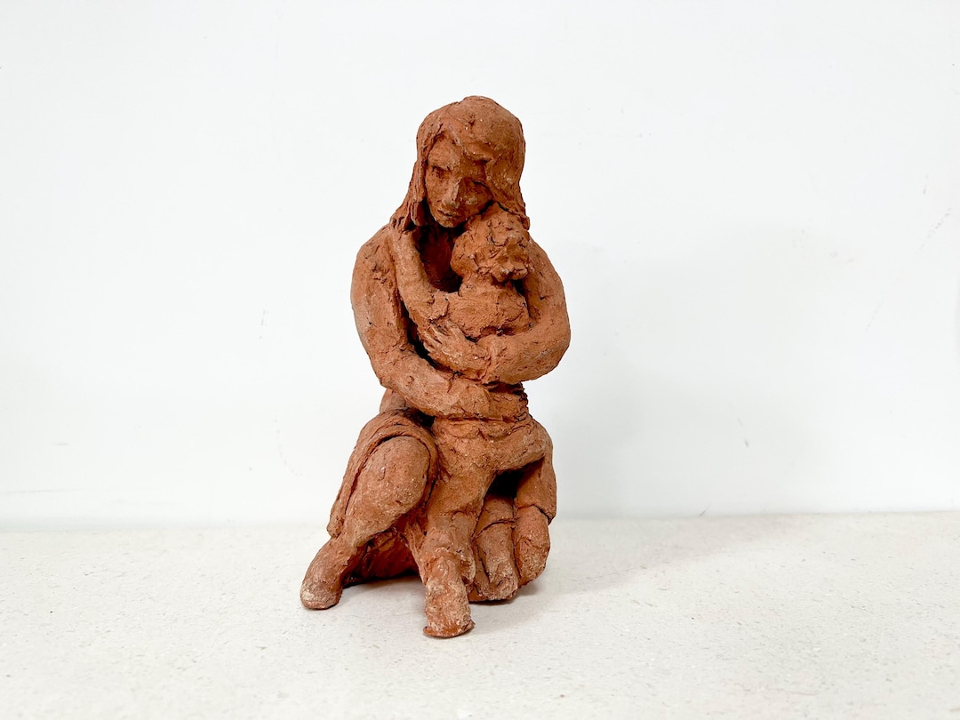 Vintage Terracotta Sculpture: Handmade Clay Mother and Child - Etsy