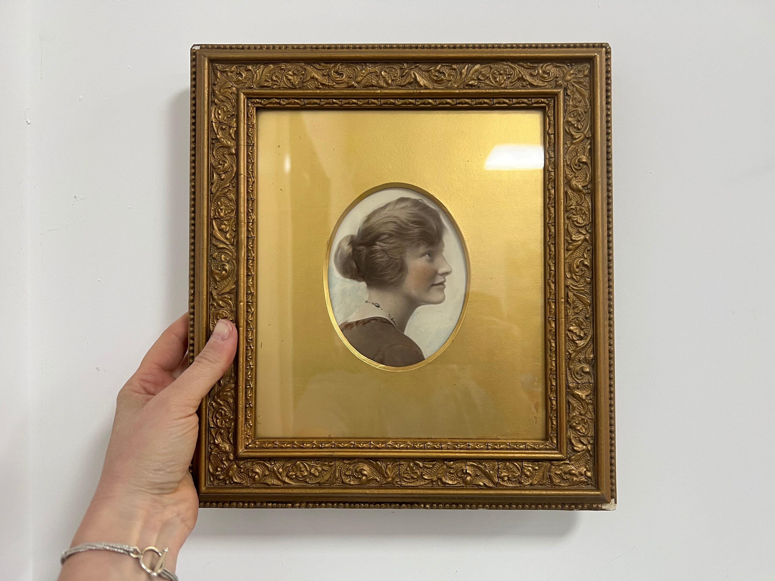 Antique Gold Wooden Framed Picture Portrait of Women in Gold - Etsy