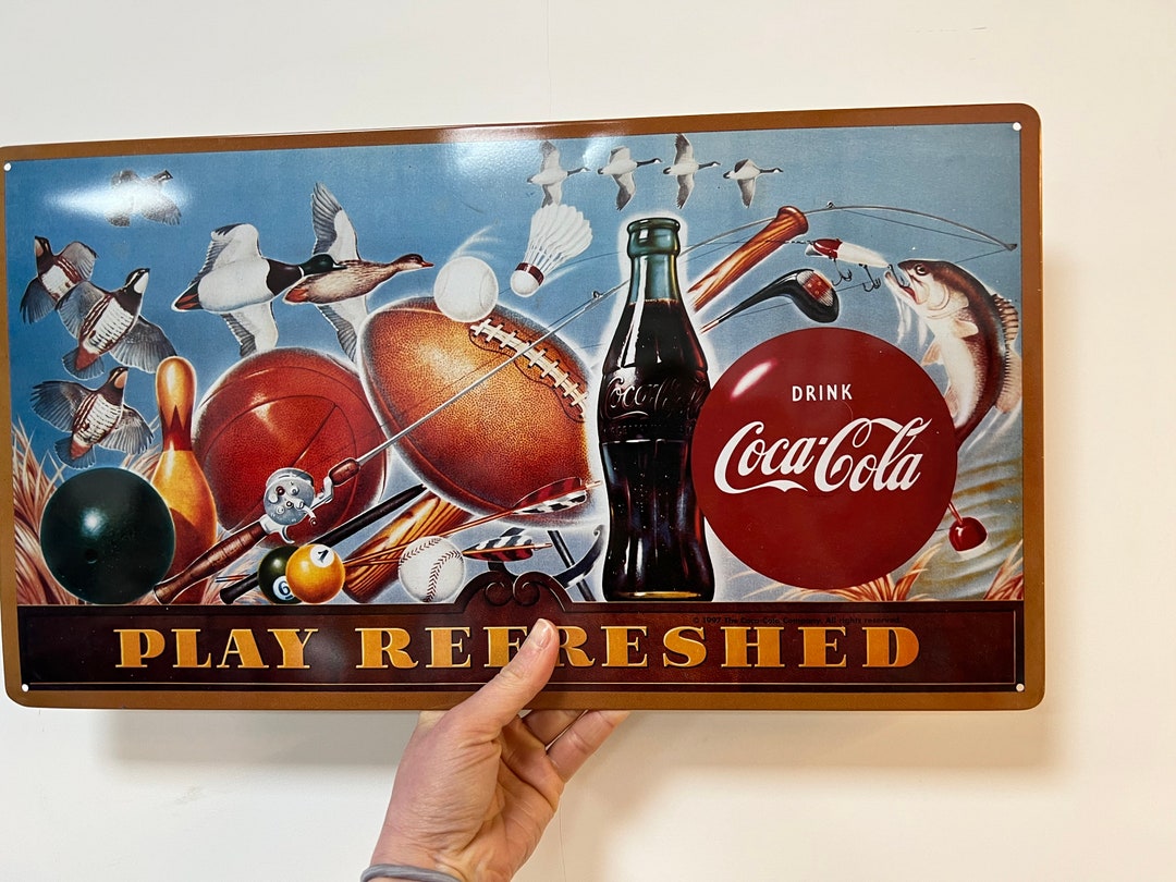 Retro Coca-cola play Refreshed Tin Sign - Etsy