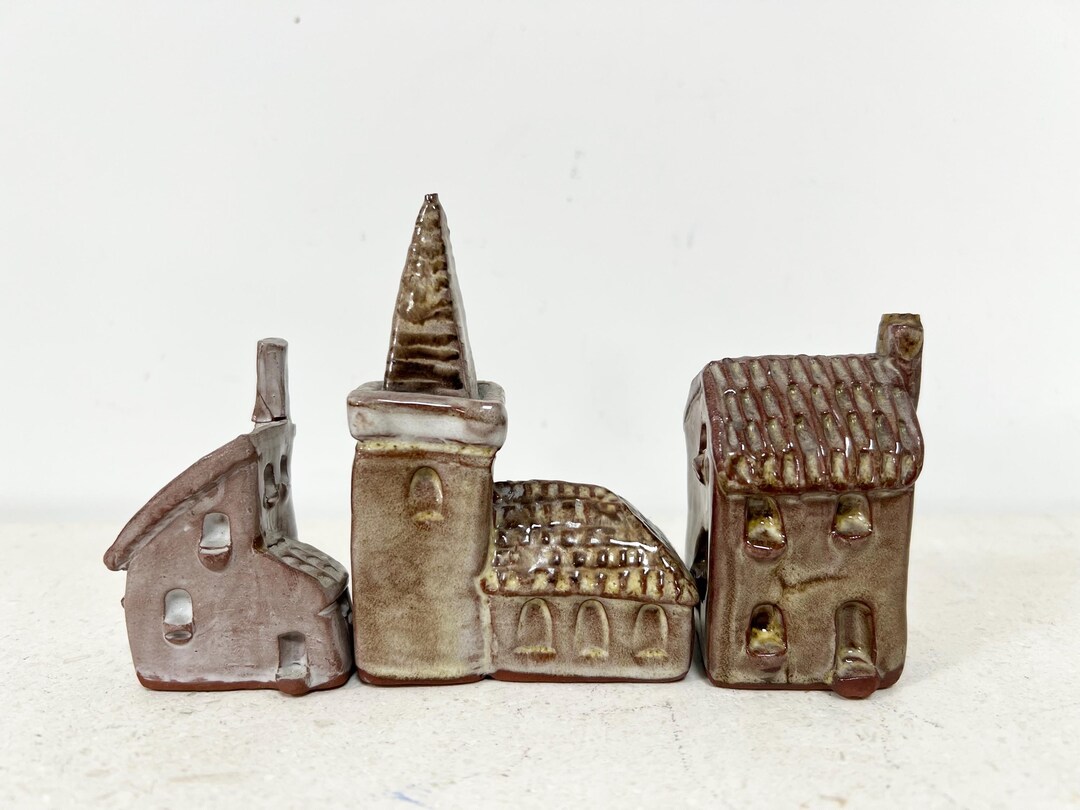 Vintage Pottery Miniature Village Set: Handmade Redware Clay Houses - Etsy
