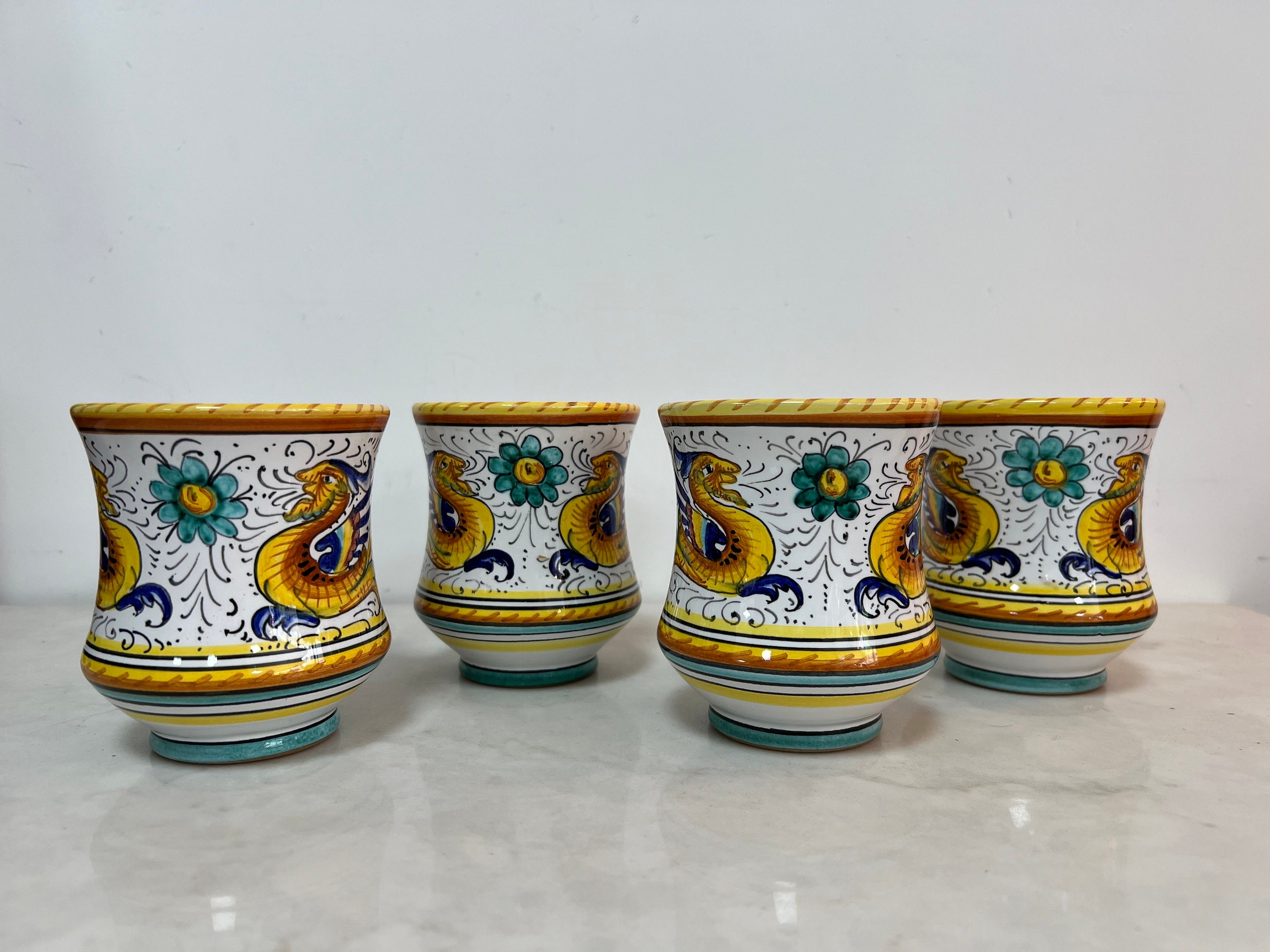 Vintage Italian Hand Painted Deruta Mug, Dragon Pattern Vintage ...