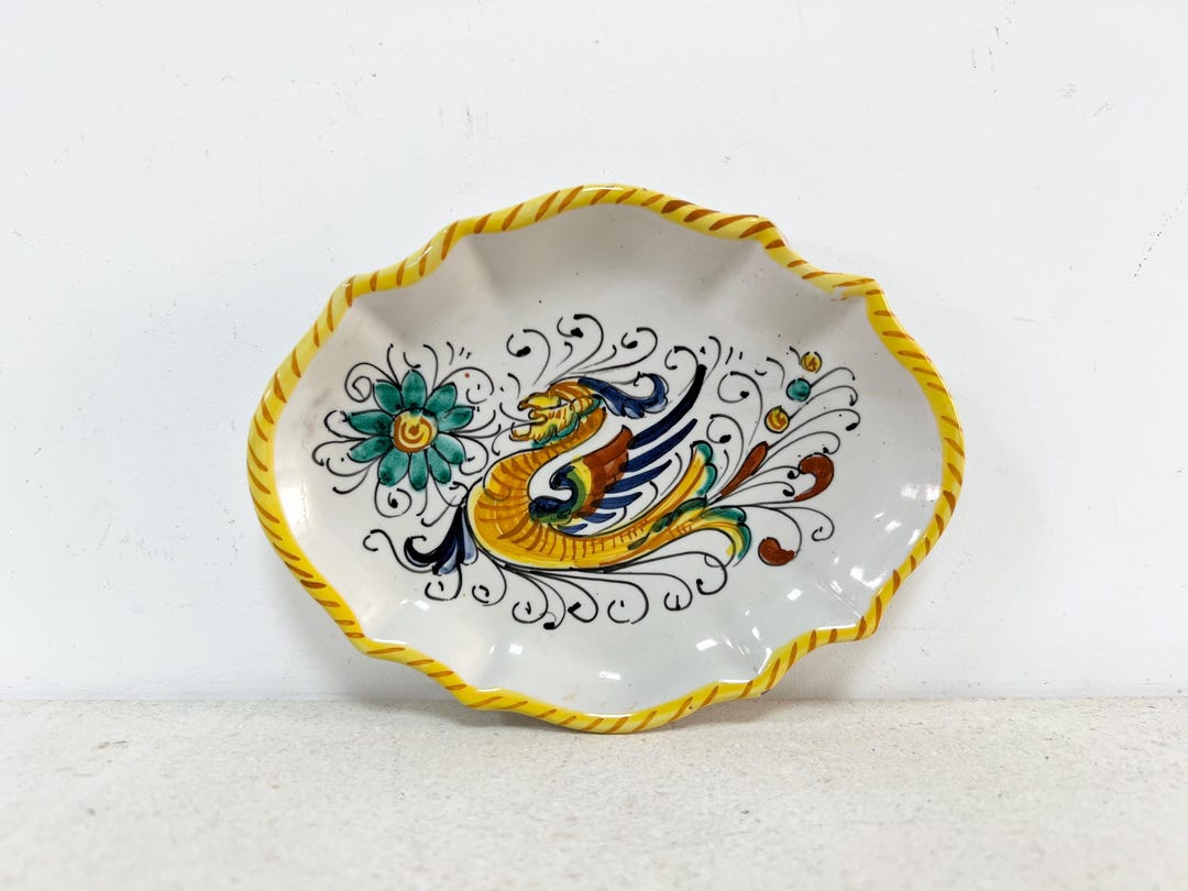 Vintage Deruta Majolica Dish: Hand-painted Italian Pottery, Dragon ...