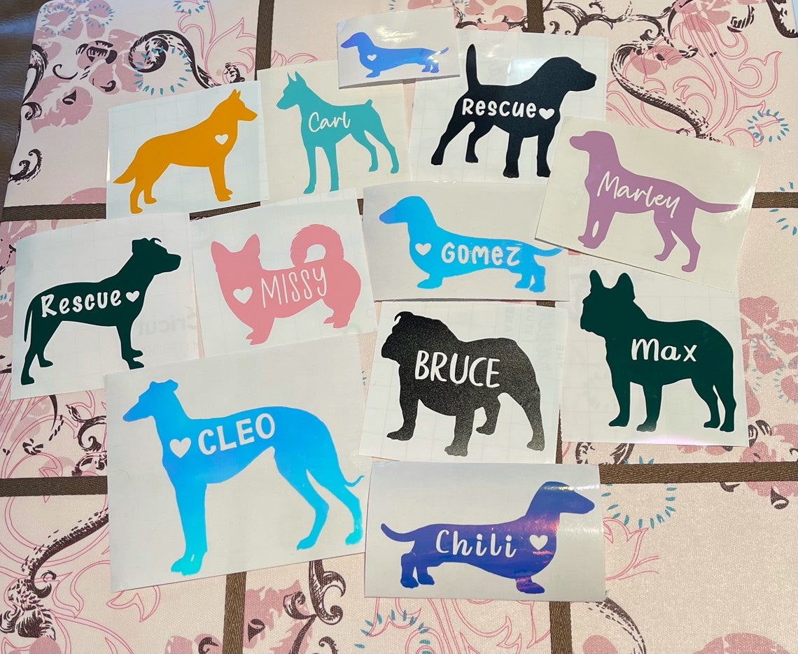 Custom Dog Silhouette Vinyl Decal Sticker | Etsy