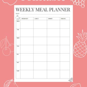 Printable Calendar | Weekly Calendar | Printable Meal Planner ...