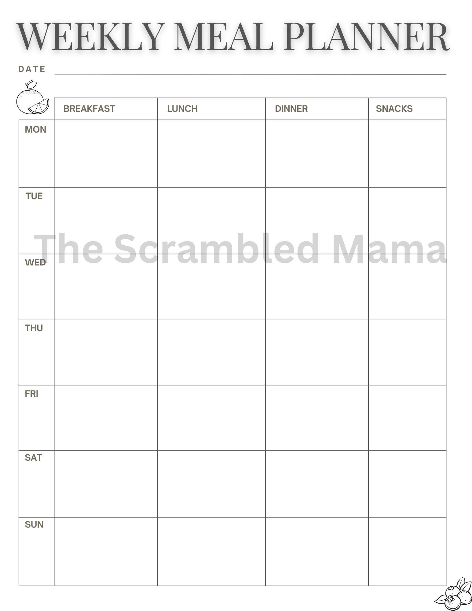 Printable Calendar | Weekly Calendar | Printable Meal Planner ...