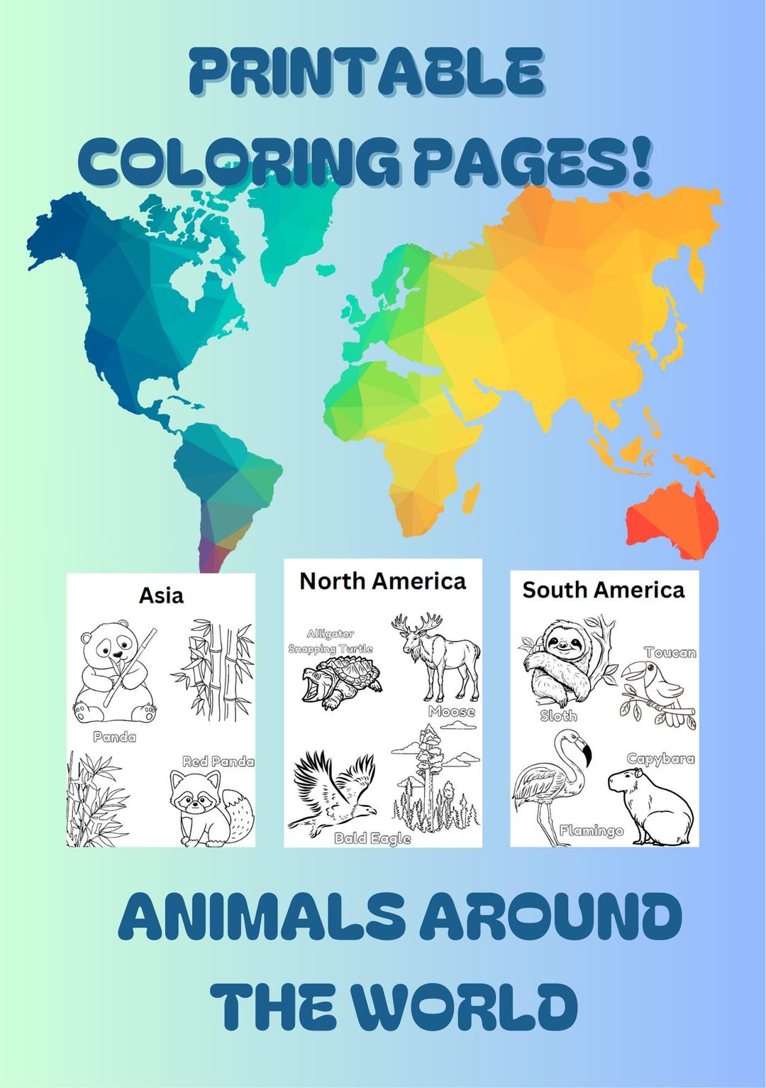 Printable Animals Around the World | Toddler Learning | Continents and ...