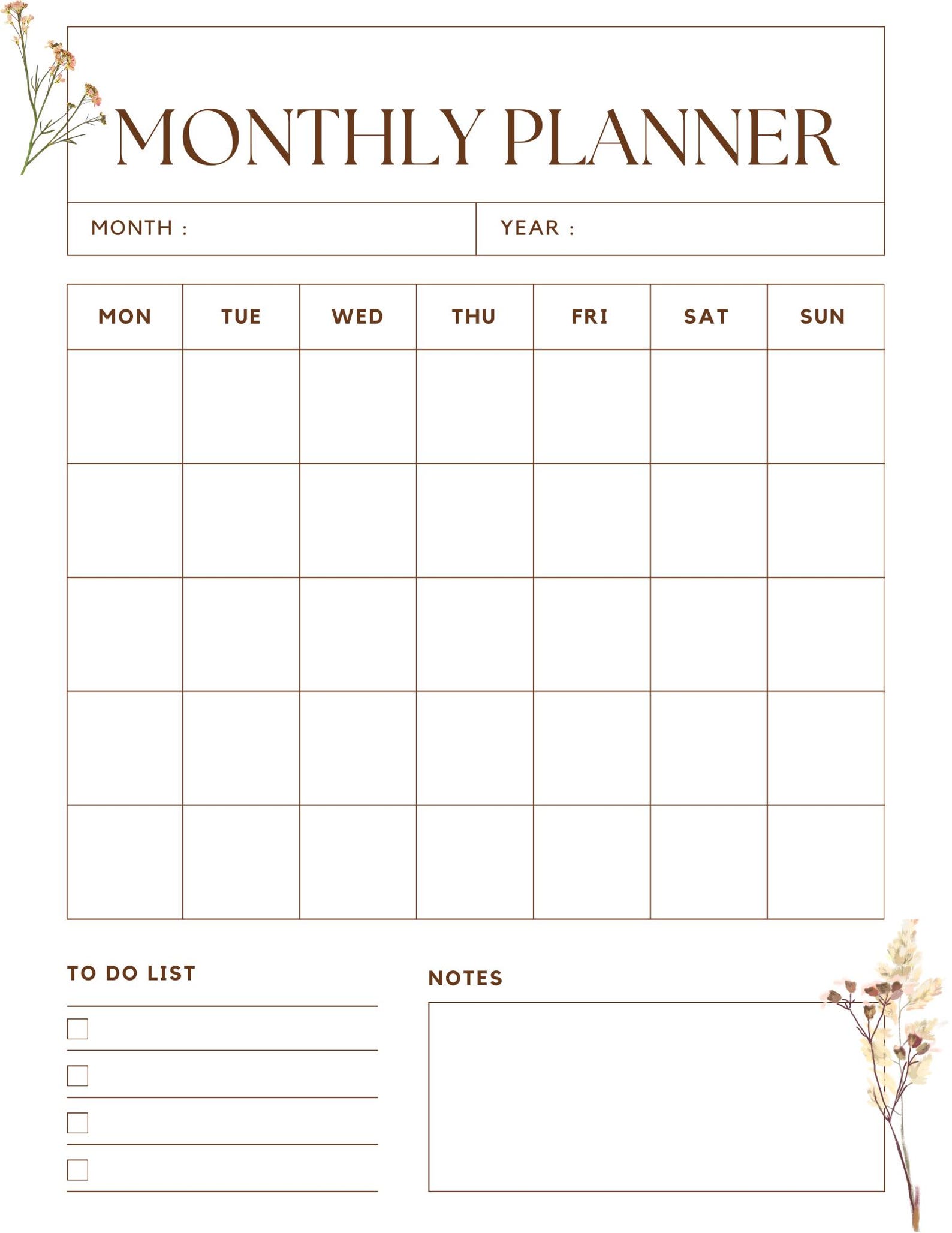 Monthly Planner | Plan Your Month With This Elegant Planner | Dried ...